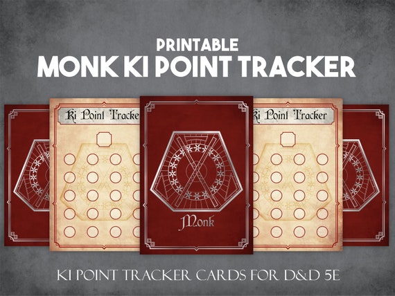 Dnd Monk Ki Point Tracker Cards Instant Download and Print - Etsy
