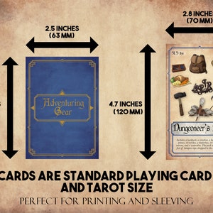 Dnd Item Cards, Dungeons and Dragons Printable Dungeoneer's Pack Cards ...