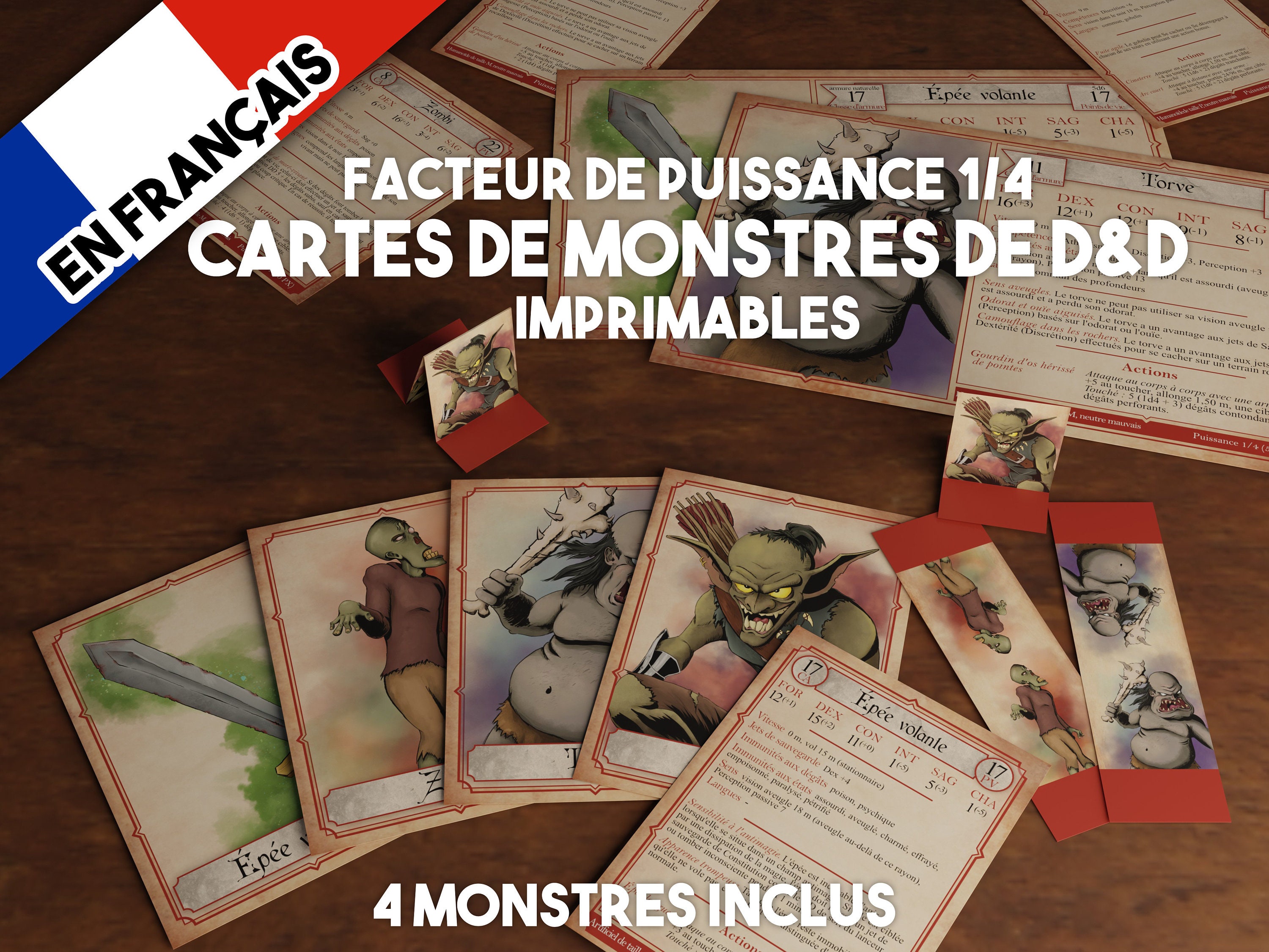 Dnd Cartes De Monstres,monstres De Donjons Et Dragons Avec Facteur De ...