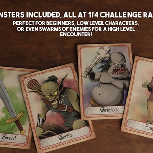 Dnd Monster Cards, Printable Dungeons and Dragons 1/4 Challenge Rating ...