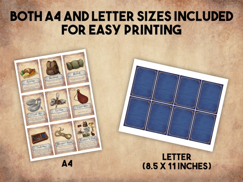 Dnd Item Cards, Dungeons and Dragons Printable Explorer's Pack Cards ...