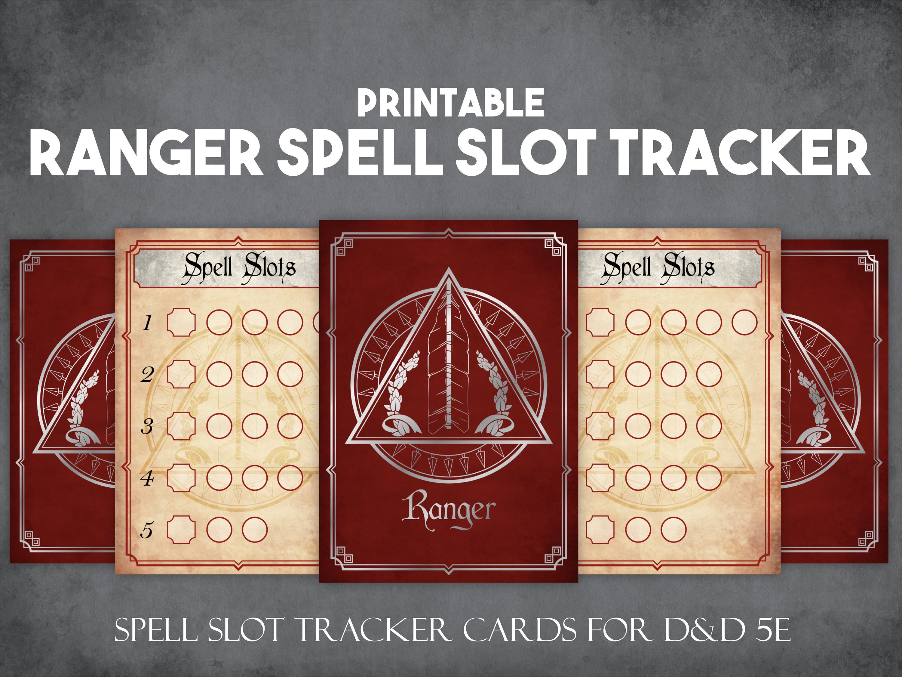 Dnd Ranger Spell Slot Tracker Cards, Instant Download and Print D&D ...