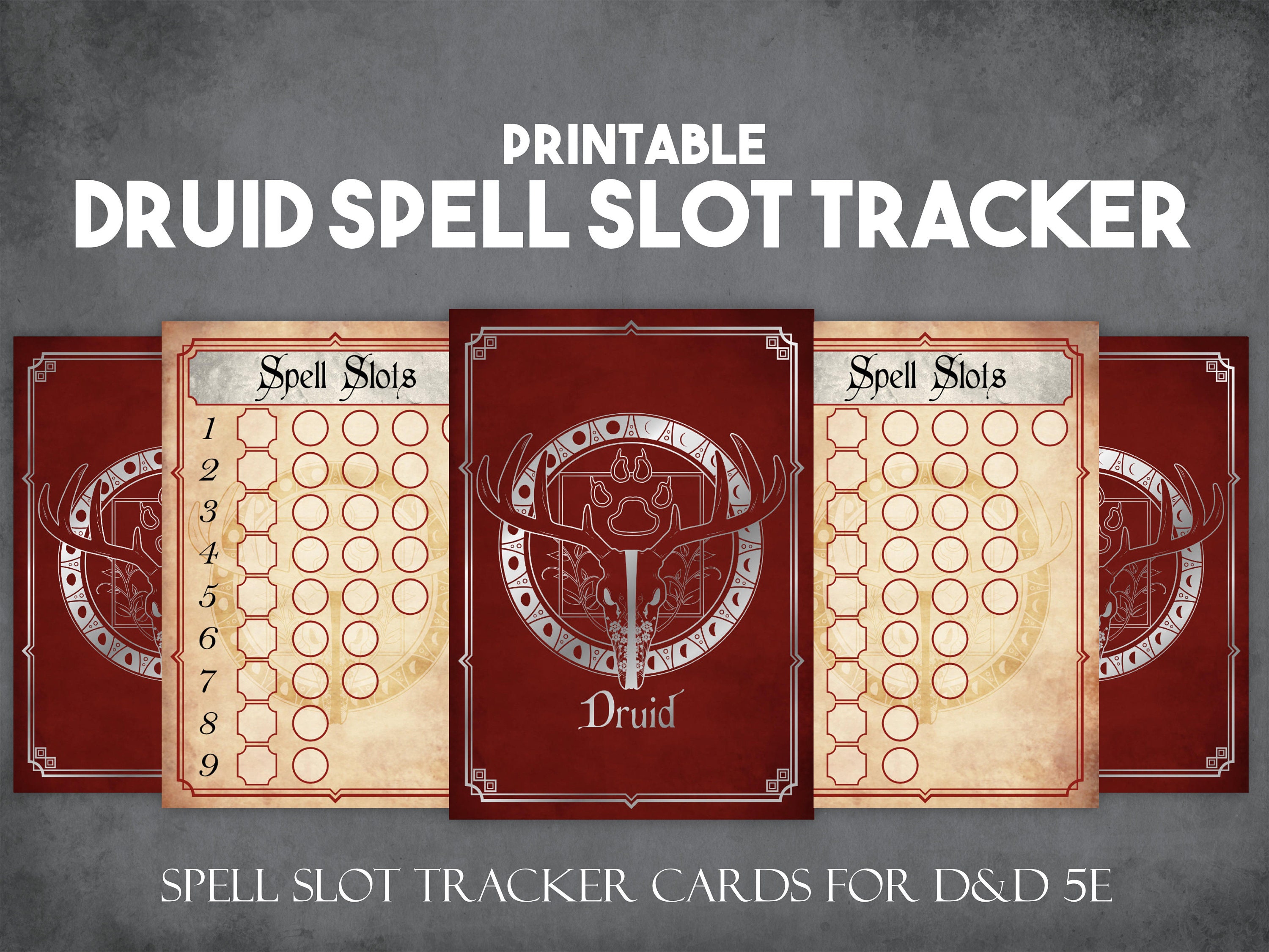 Dnd Druid Spell Slot Tracker Cards | Instant Download and Print D&D ...