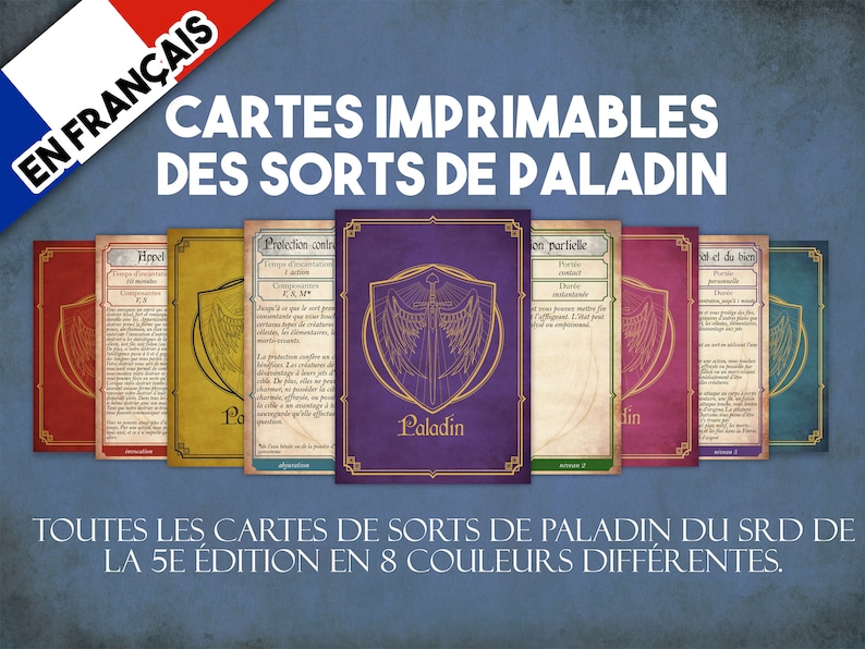 French Paladin Dnd Spell Cards, Dungeons and Dragons Printable Spell ...