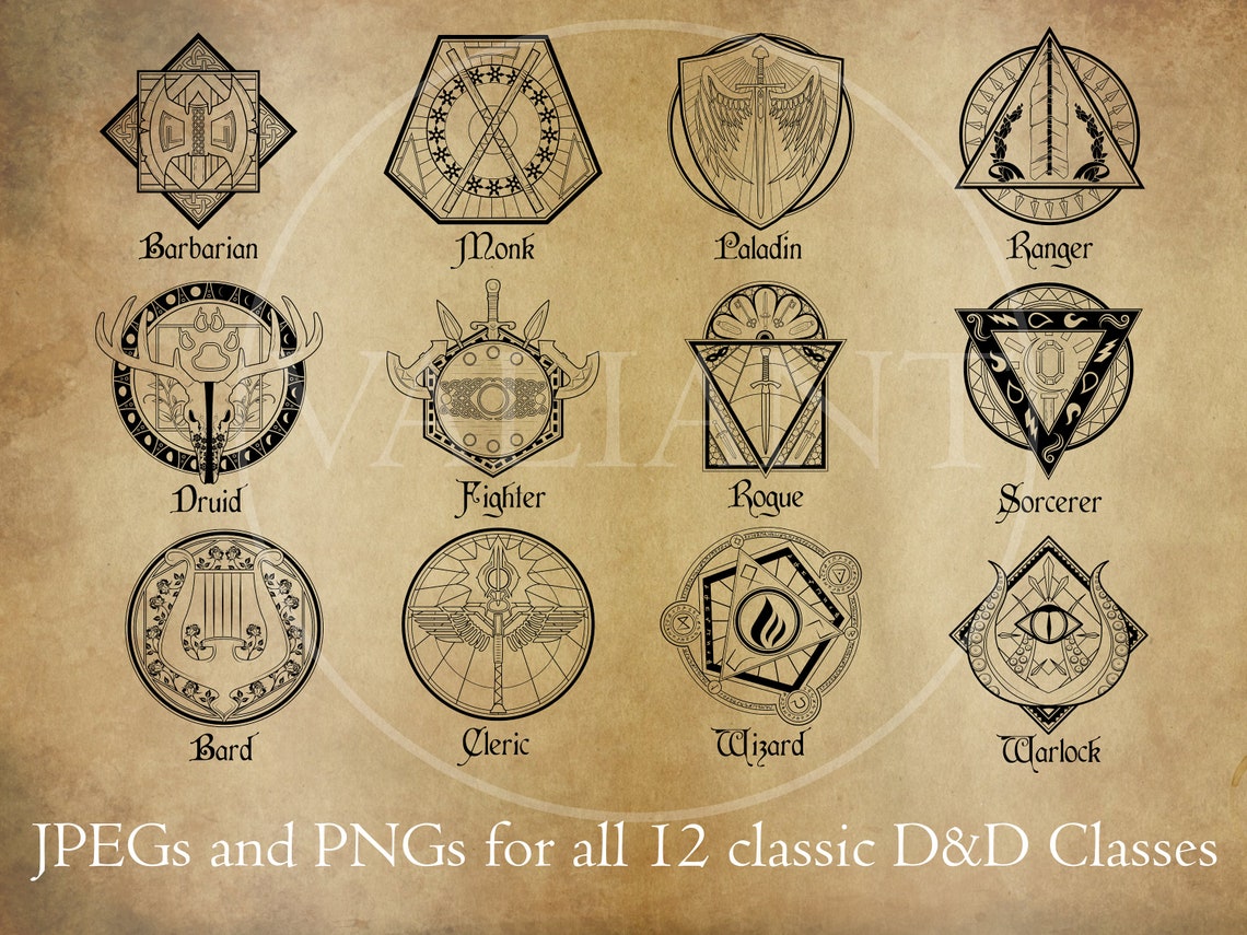 D&D Class Emblems Bundle 12 Classic Character Class Badges - Etsy