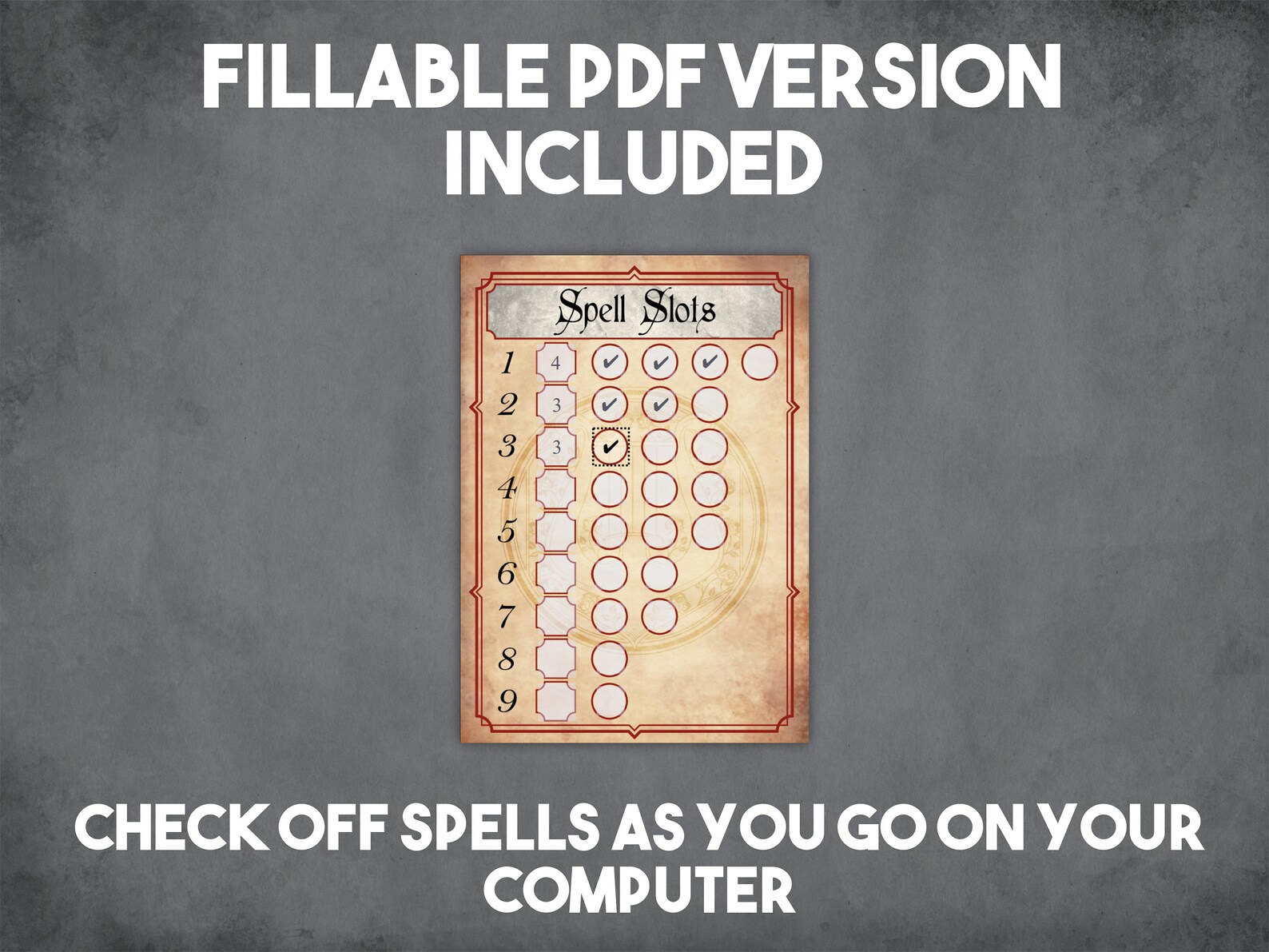 Dnd Bard Spell Slot Tracker Cards | Instant Download and Print D&D ...