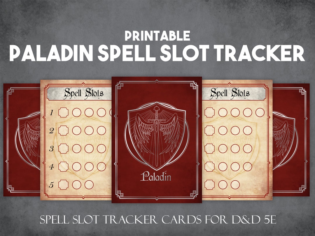 Dnd Paladin Spell Slot Tracker Cards, Instant Download and Print D&D ...