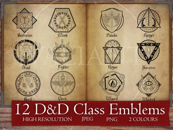 D&D Class Emblems Bundle 12 Classic Character Class Badges - Etsy