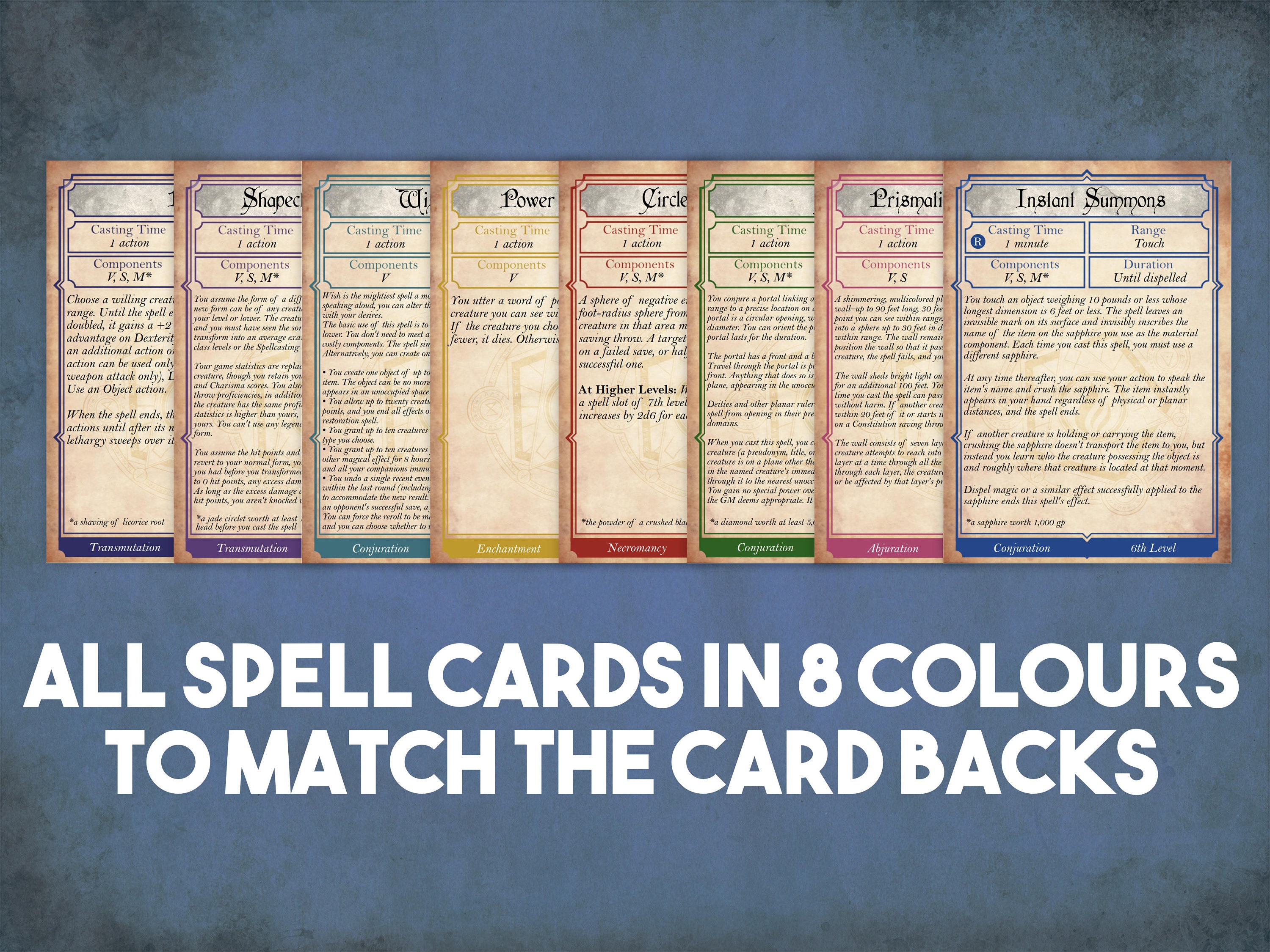 Wizard Dnd Spell Cards, Dungeons and Dragons Printable Spell Cards ...