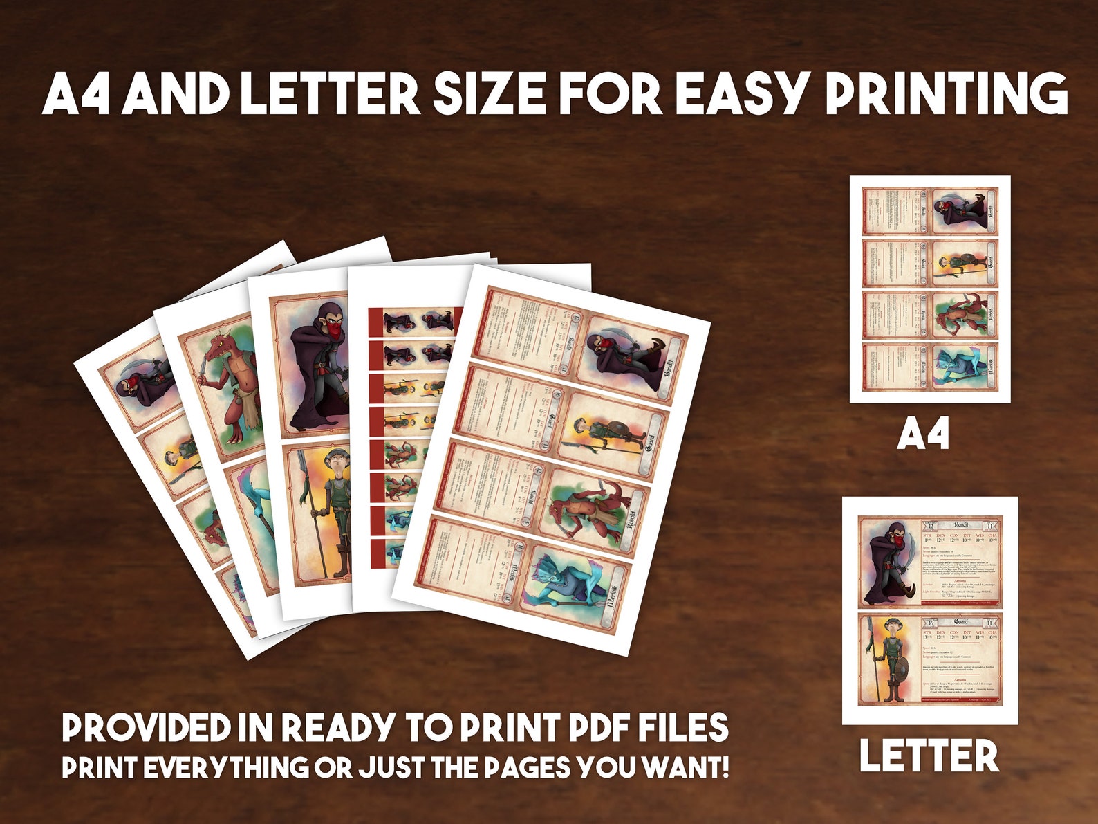 Dnd Monster Cards, Printable Dungeons and Dragons 1/8 Challenge Rating ...