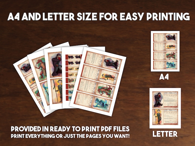 Dnd Monster Cards, Printable Dungeons and Dragons 1/8 Challenge Rating ...