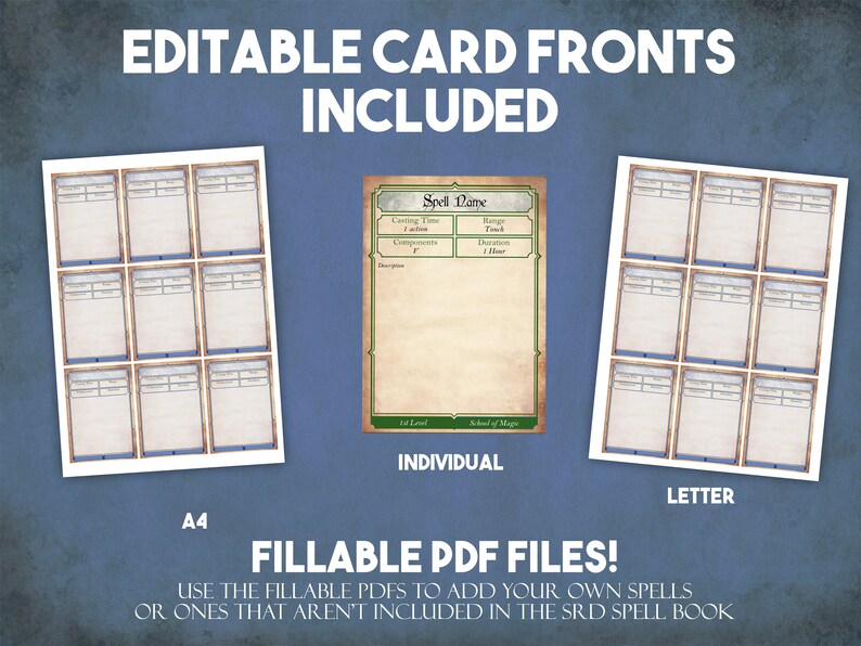 Printable Dnd Spell Cards Bundle Instant Download Dungeons and Dragons ...