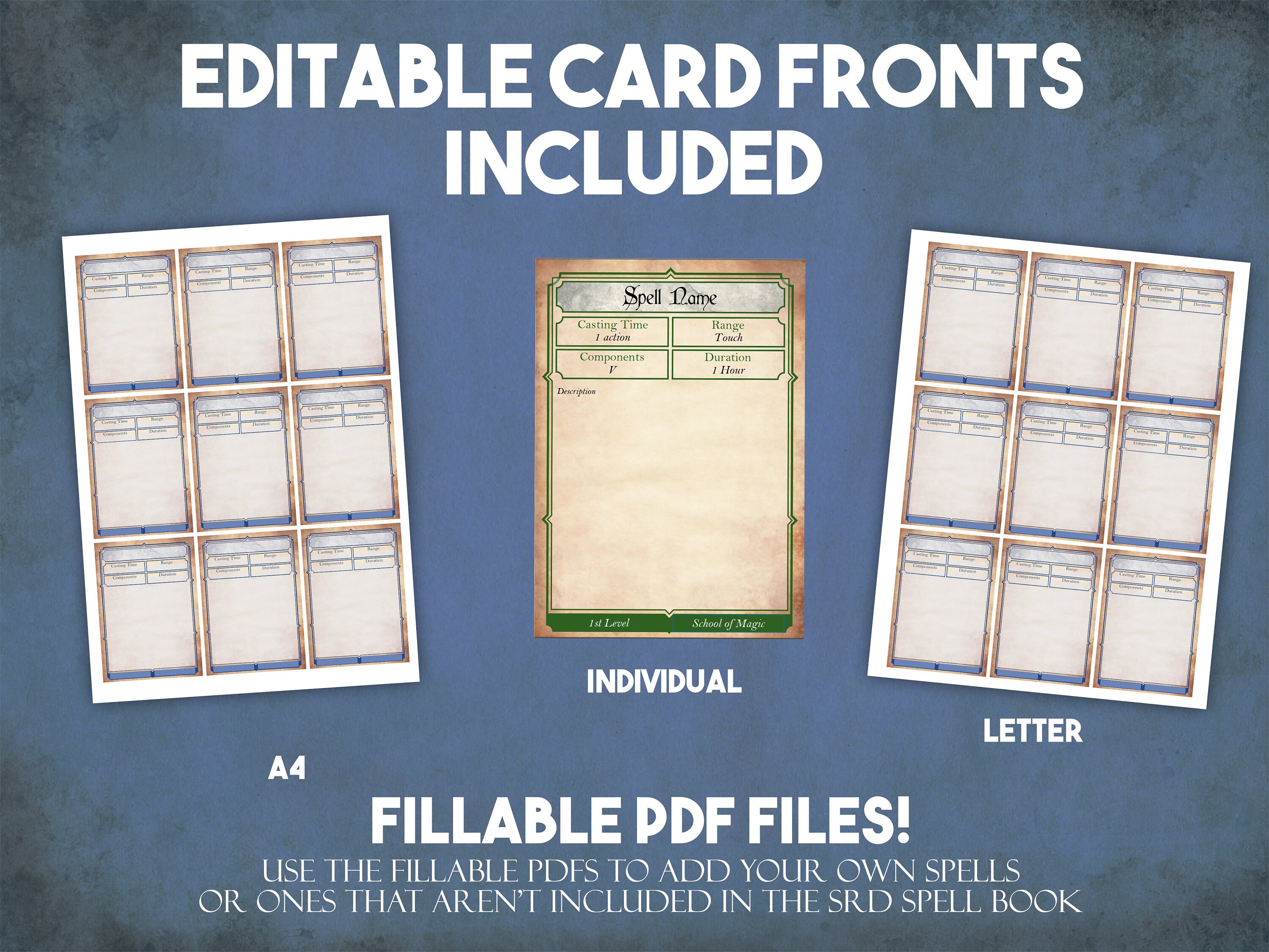 Printable Dnd Spell Cards Bundle Instant Download Dungeons and Dragons ...