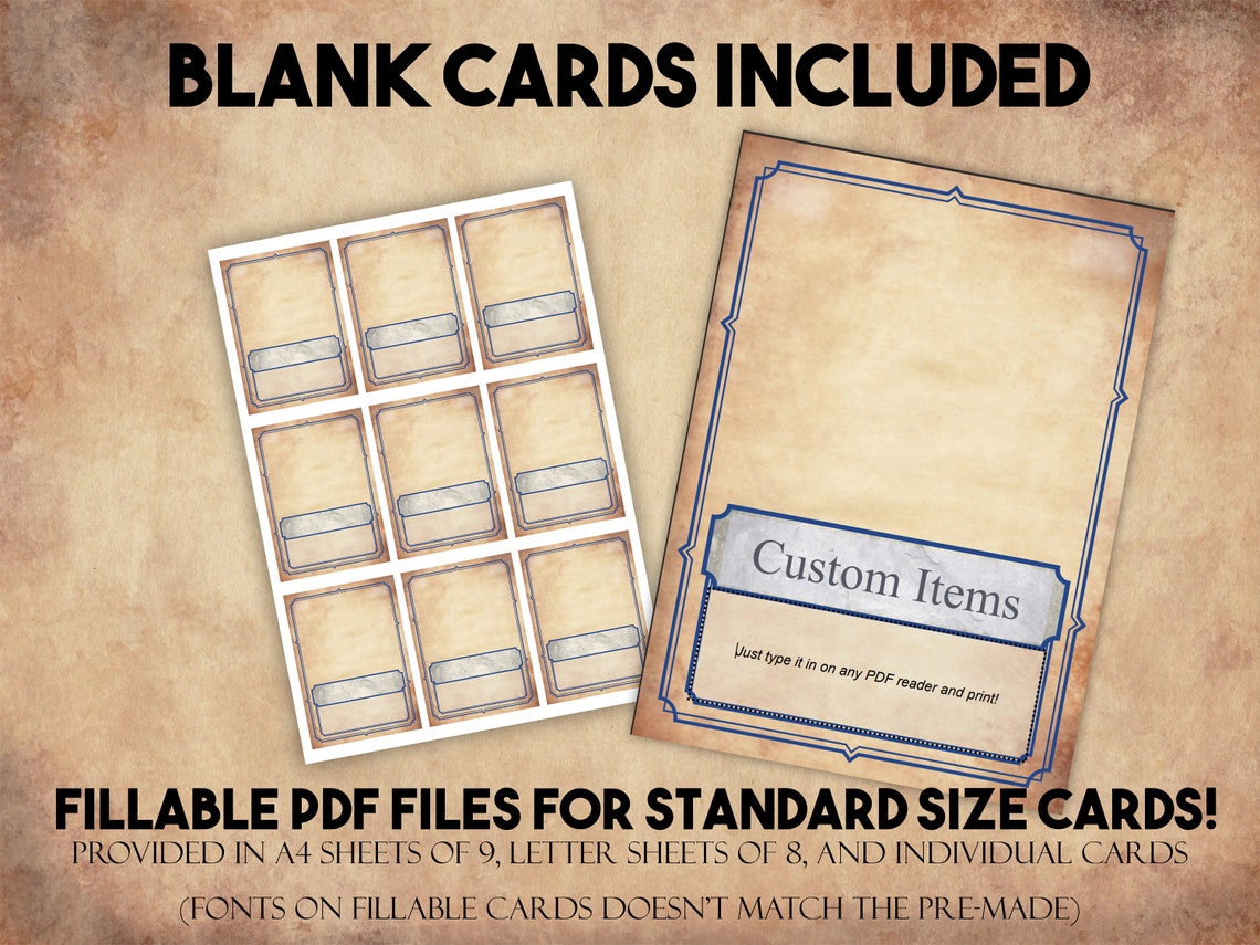 Dnd Item Cards Dungeons and Dragons Printable - Etsy