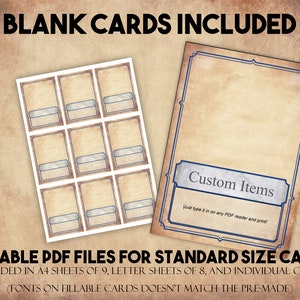Dnd Item Cards, Dungeons and Dragons Printable Dungeoneer's Pack Cards ...