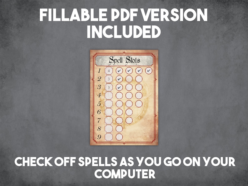 Dnd Druid Spell Slot Tracker Cards Instant Download and Print D&D ...