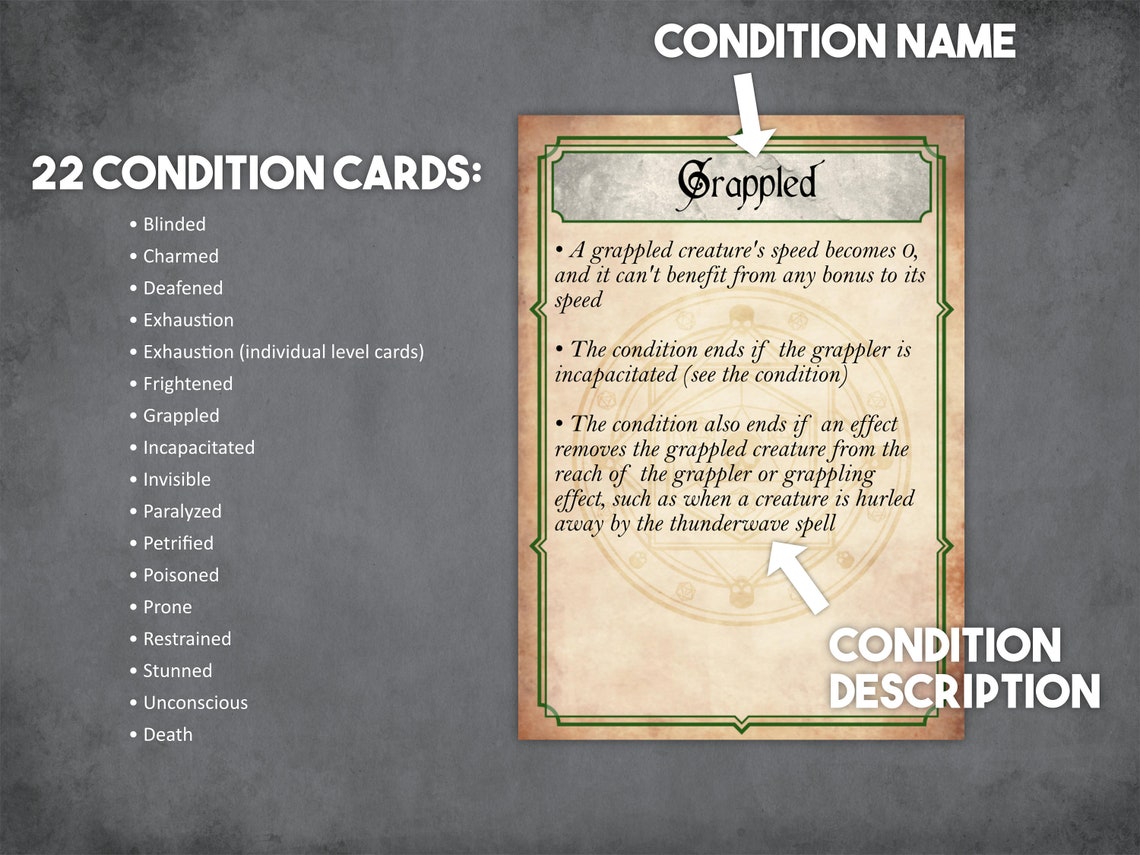 Dnd 5e Condition Cards Printable Condition Cards Instant - Etsy Canada