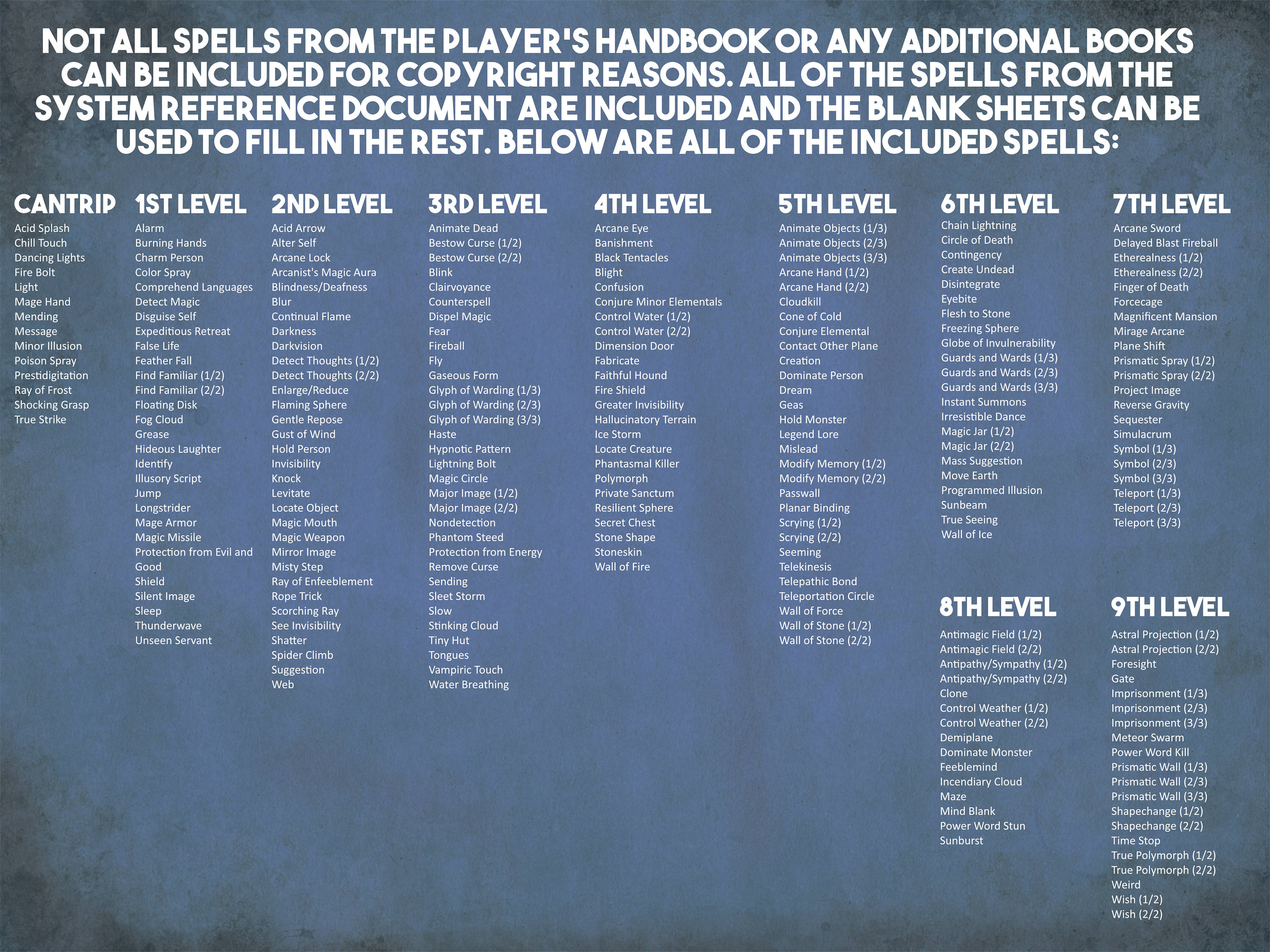 Wizard Dnd Spell Cards, Dungeons and Dragons Printable Spell Cards ...