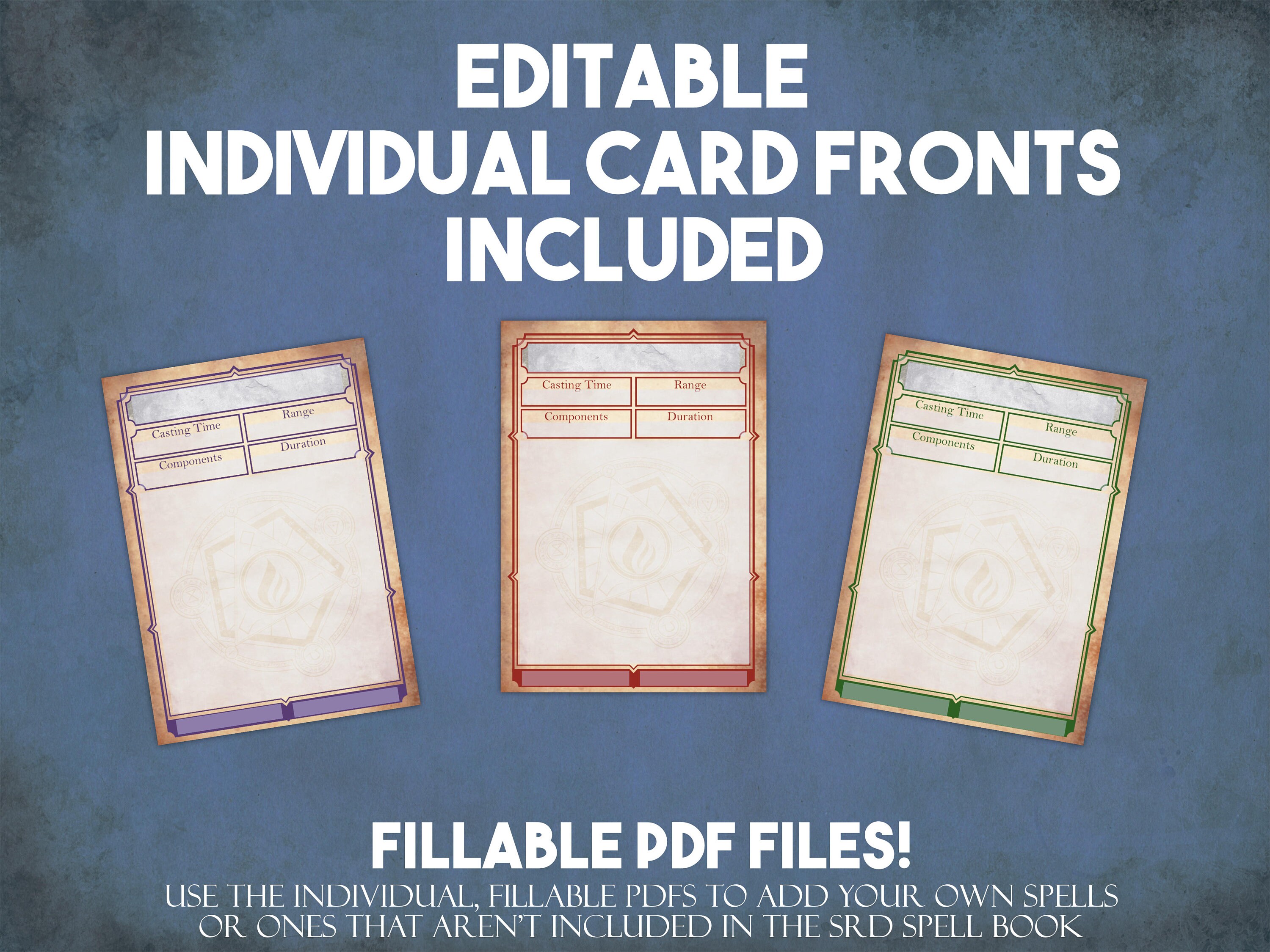 Wizard Dnd Spell Cards Dungeons and Dragons Printable Spell - Etsy