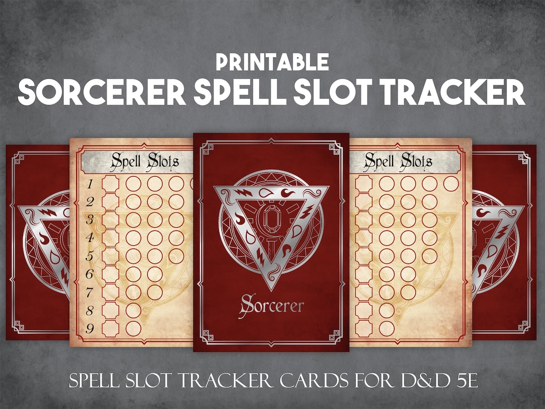 Dnd Sorcerer Spell Slot Tracker Cards, Instant Download and Print D&D ...