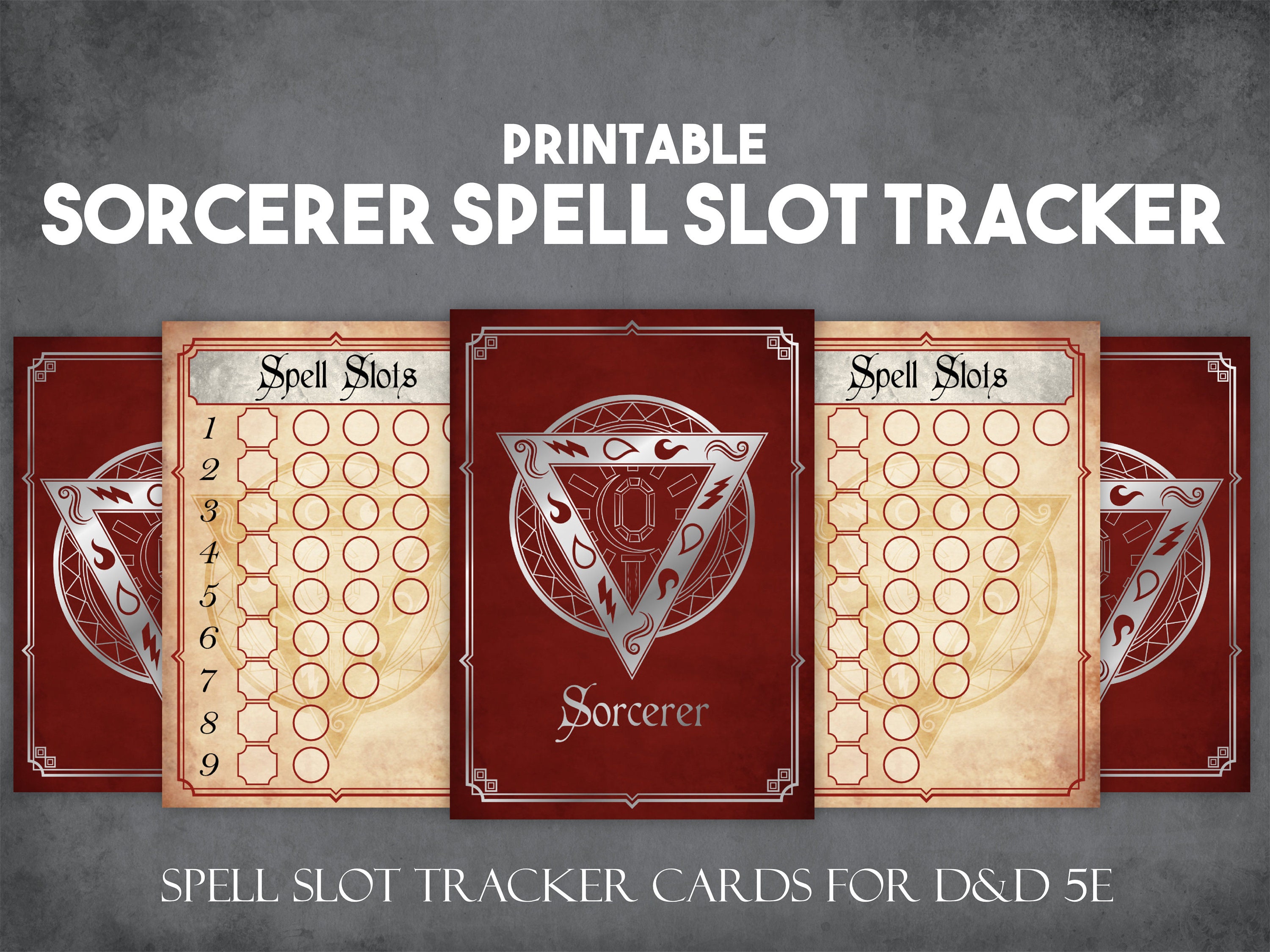 Dnd Sorcerer Spell Slot Tracker Cards, Instant Download and Print D&D ...
