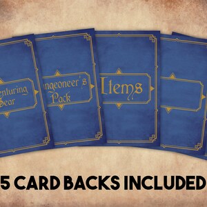 Dnd Item Cards, Dungeons and Dragons Printable Dungeoneer's Pack Cards ...