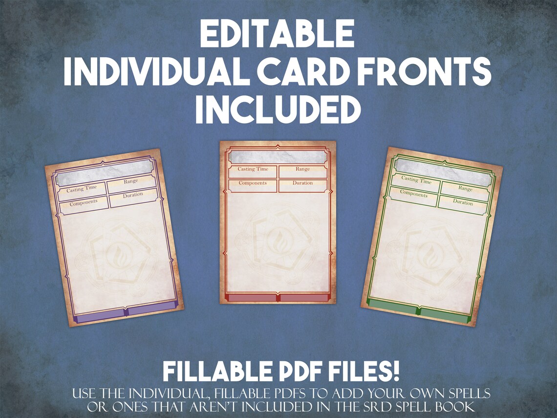 Printable Dnd Spell Cards Bundle Instant Download Dungeons - Etsy