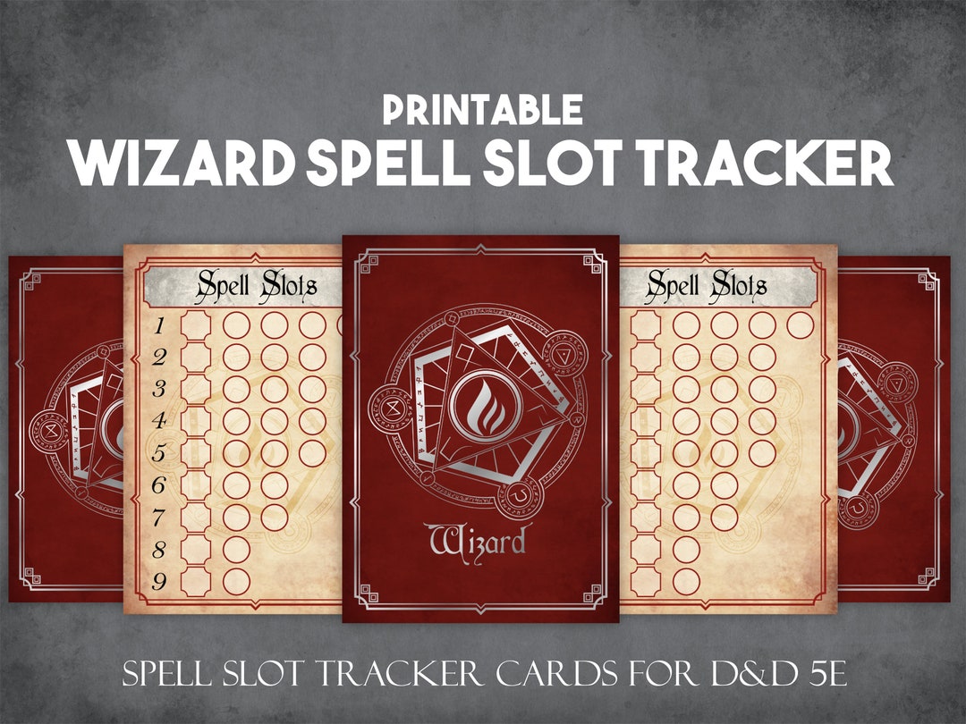 Dnd Wizard Spell Slot Tracker Cards, Instant Download and Print D&D ...