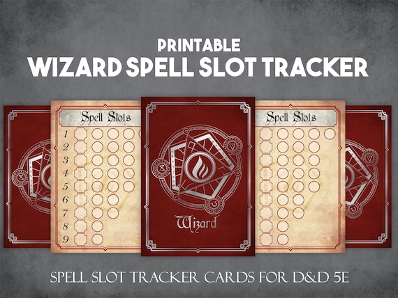 Dnd Wizard Spell Slot Tracker Cards Instant Download and - Etsy
