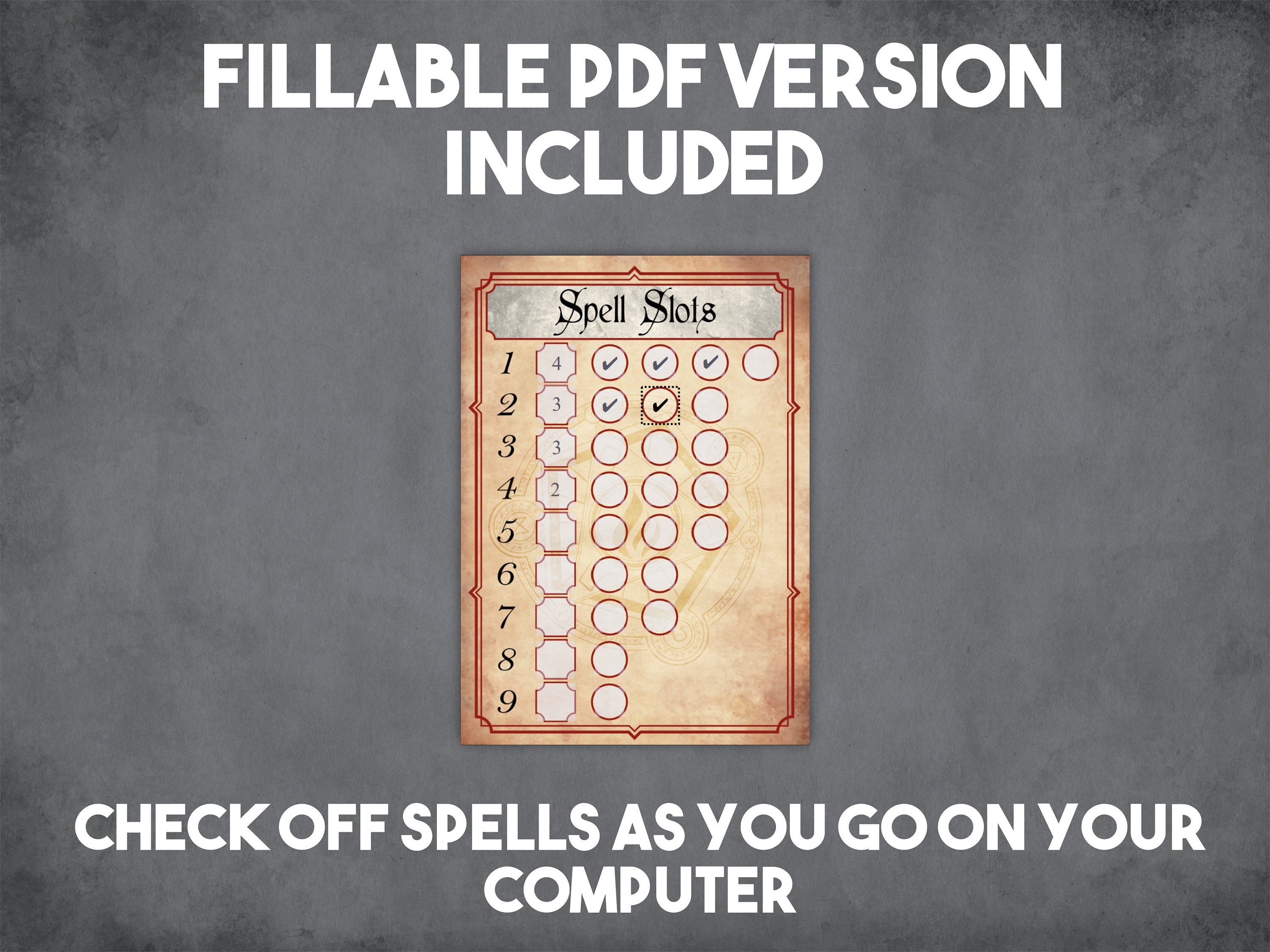 Dnd Wizard Spell Slot Tracker Cards, Instant Download and Print D&D ...