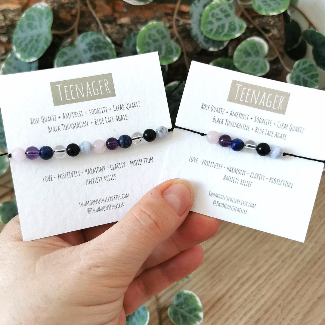 Teenager Crystal Bracelet: Rose Quartz, Amethyst, Tourmaline - Etsy