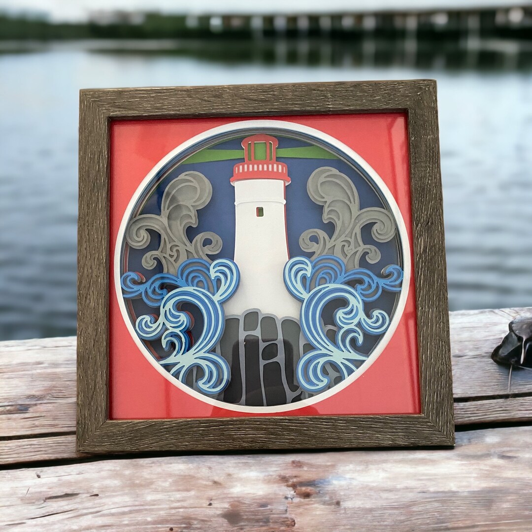 3d Layered Lighthouse Shadow Box Marblehead Lighthouse - Etsy