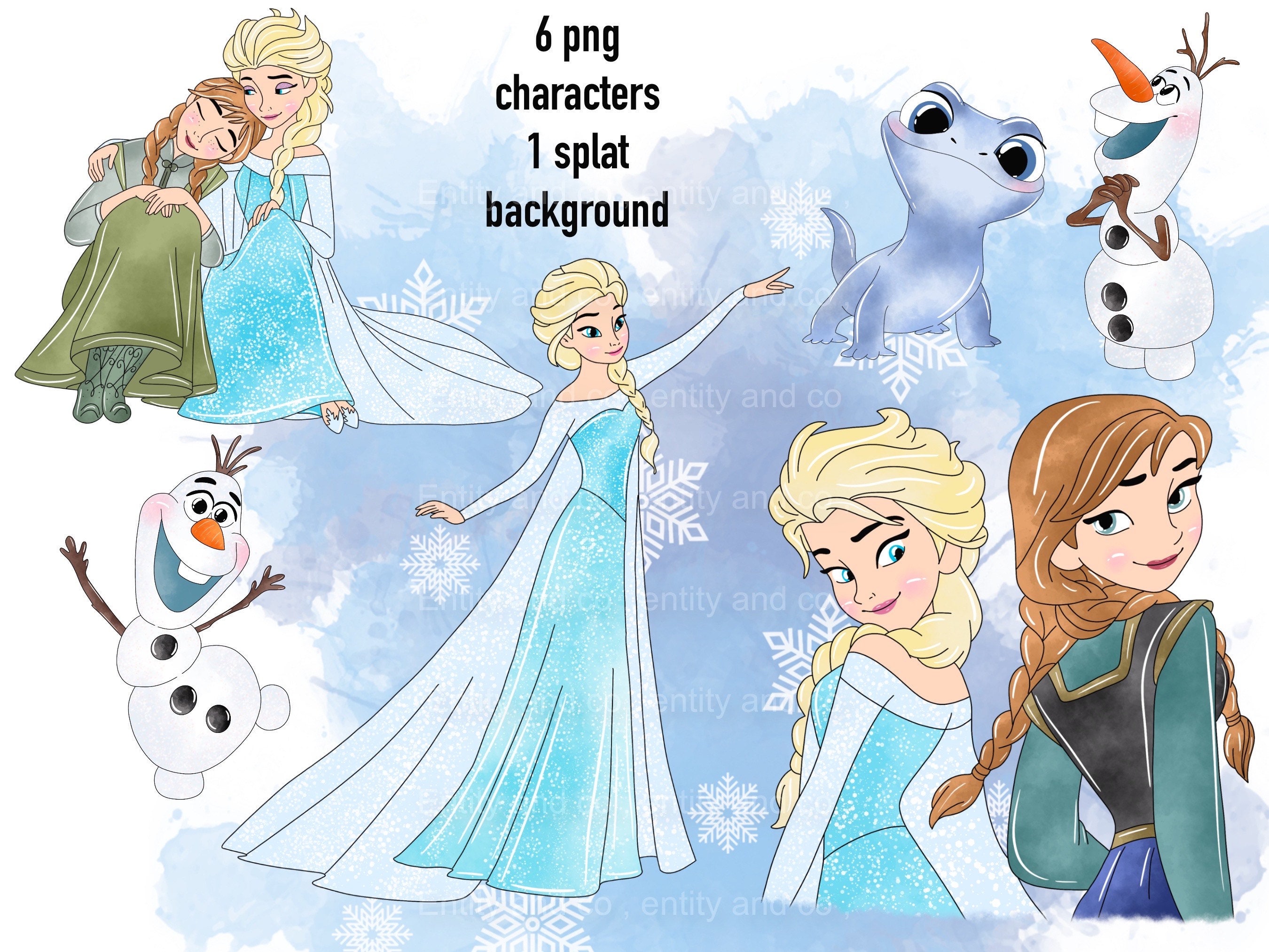 Frozen Watercolor Clipart Lost in the Woods Elsa Anna - Etsy UK