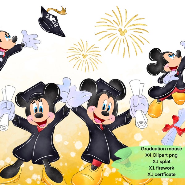Graduation Mickey Mouse Clipart - Etsy