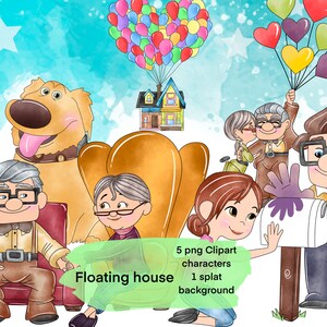 Up Carl Ellie up Balloon House Floating House up Clipart - Etsy