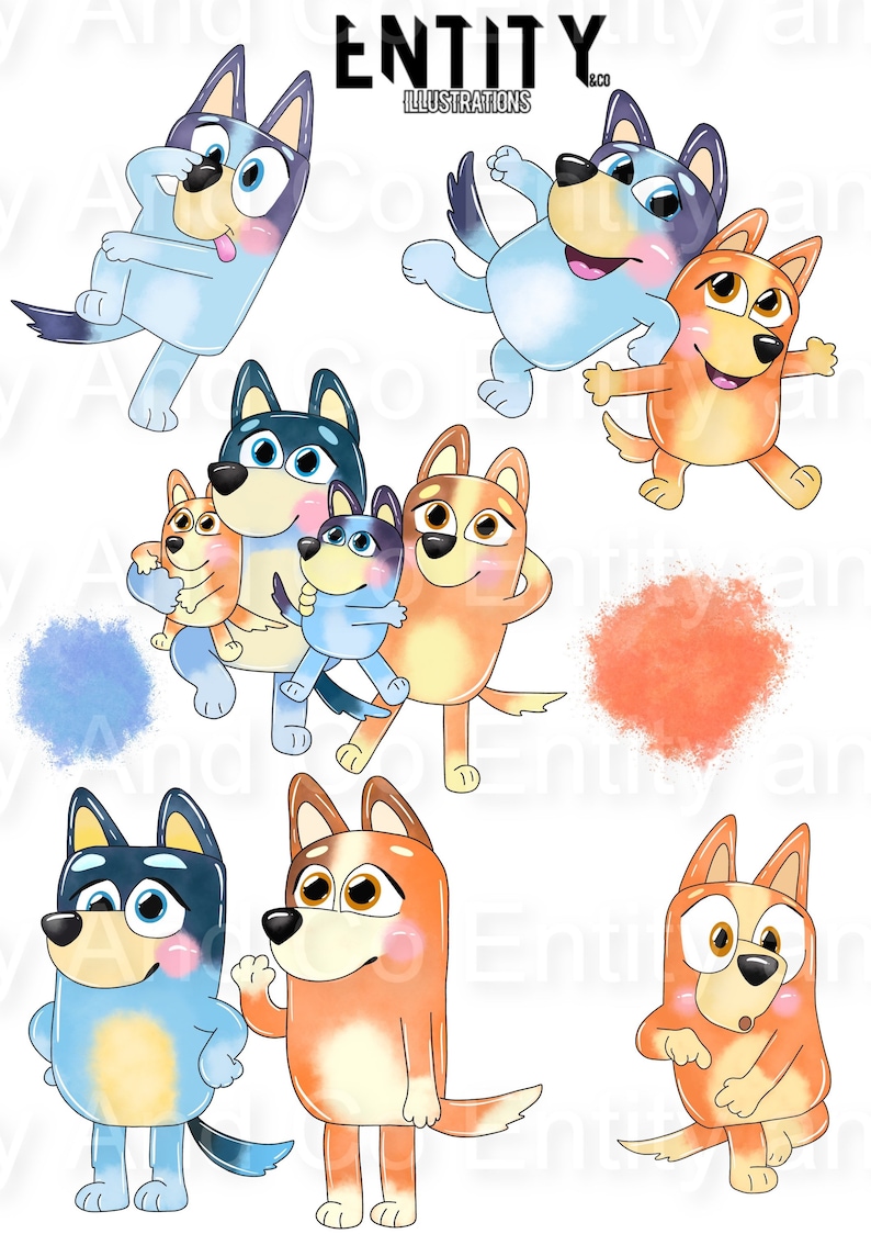 Linda familia de perros azules png individulal. clipart - Etsy México