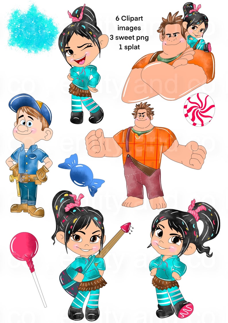 Wreck It Ralph Penelope Clipart Watercolor Clipart Wreck - Etsy