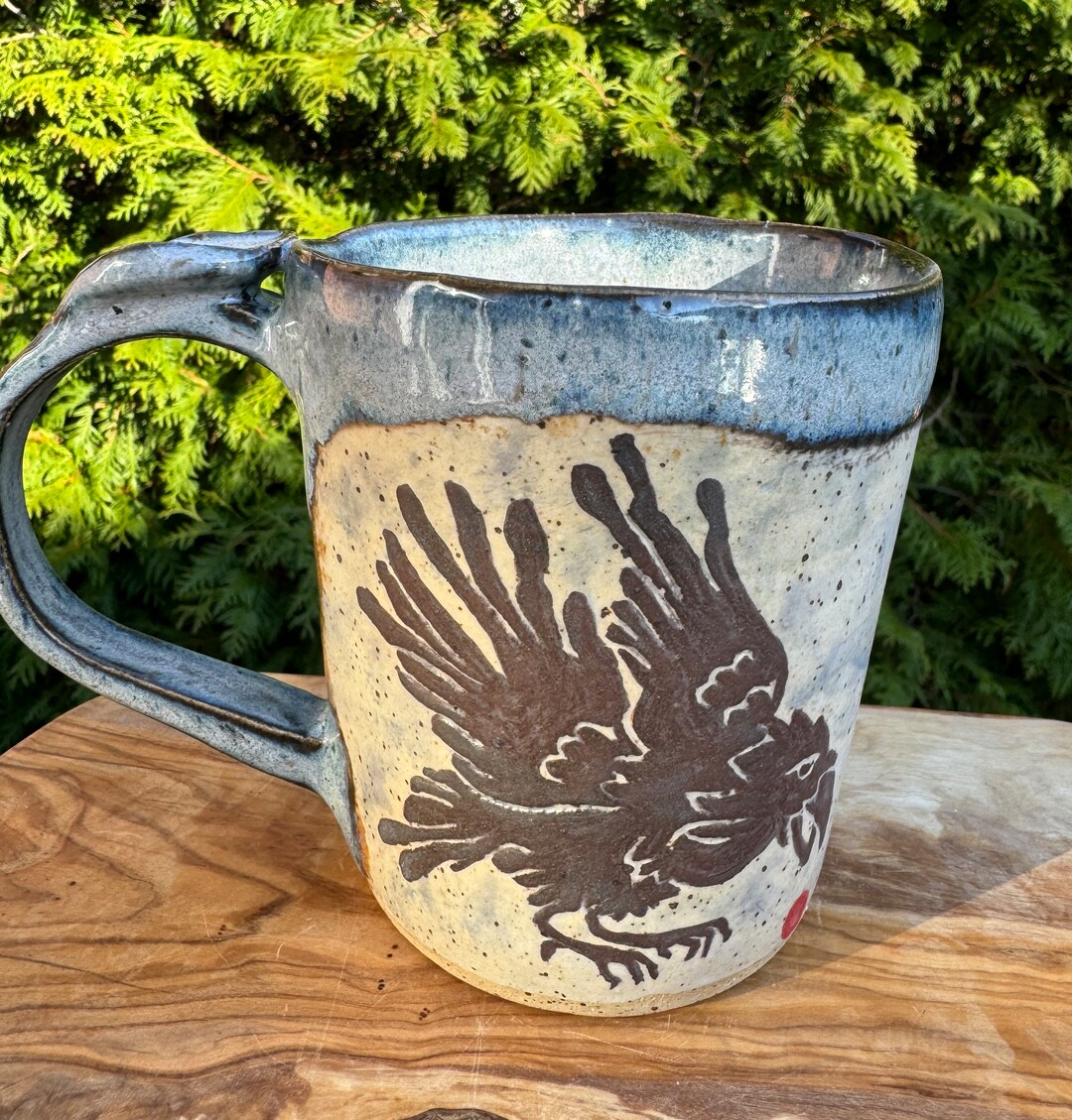 Crow Raven Blue Mug ST Coffee or Tea Mug With Red Interior - Etsy