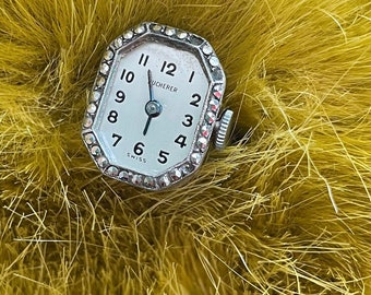 Vintage Bucherer 18k Solid Gold Watch Ring Yellow Gold Mechanical Watch ...