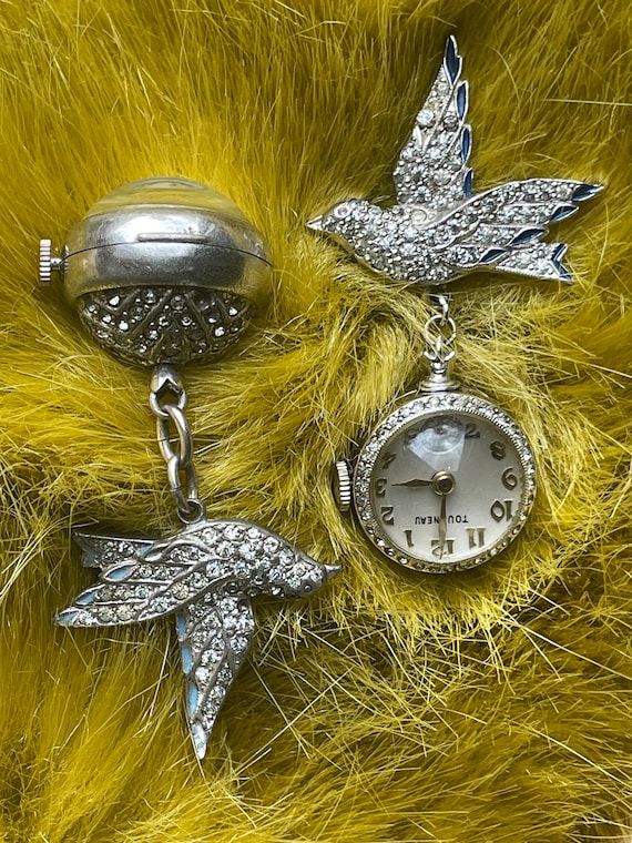 Antique enamel bird watch pendant, antique goulliache… - Gem