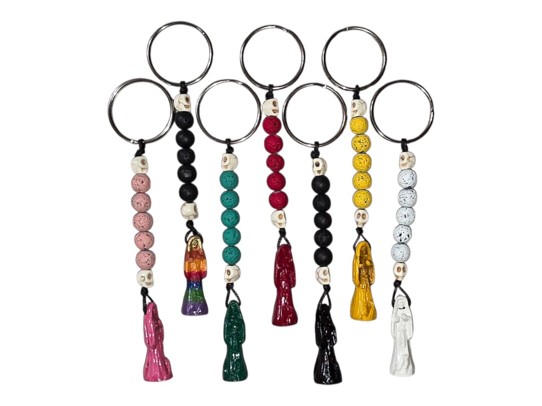 Santa Muerte Llavero Keychain Holy Death With Piedras De Lava and 1 ...