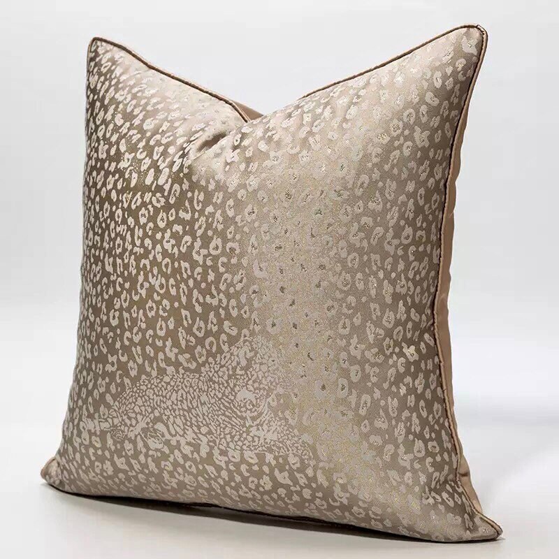 Gold Luxury Pillow Cover Embroidered Leopard Gold Cushion Cover Modern ...