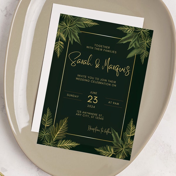 Cannabis Wedding Invitation Template - Etsy