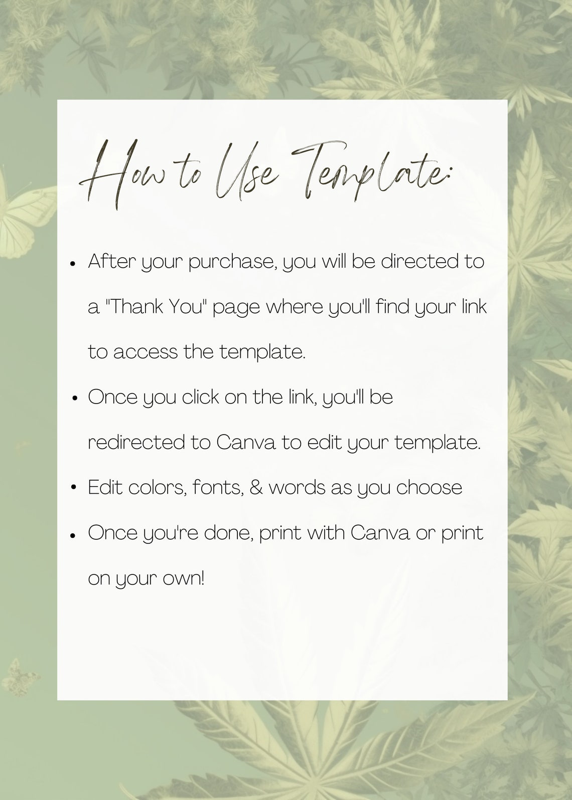 Cream Minimalist Smoke Bar Menu 420 Wedding Smoking Bar Menu Bud Bar ...