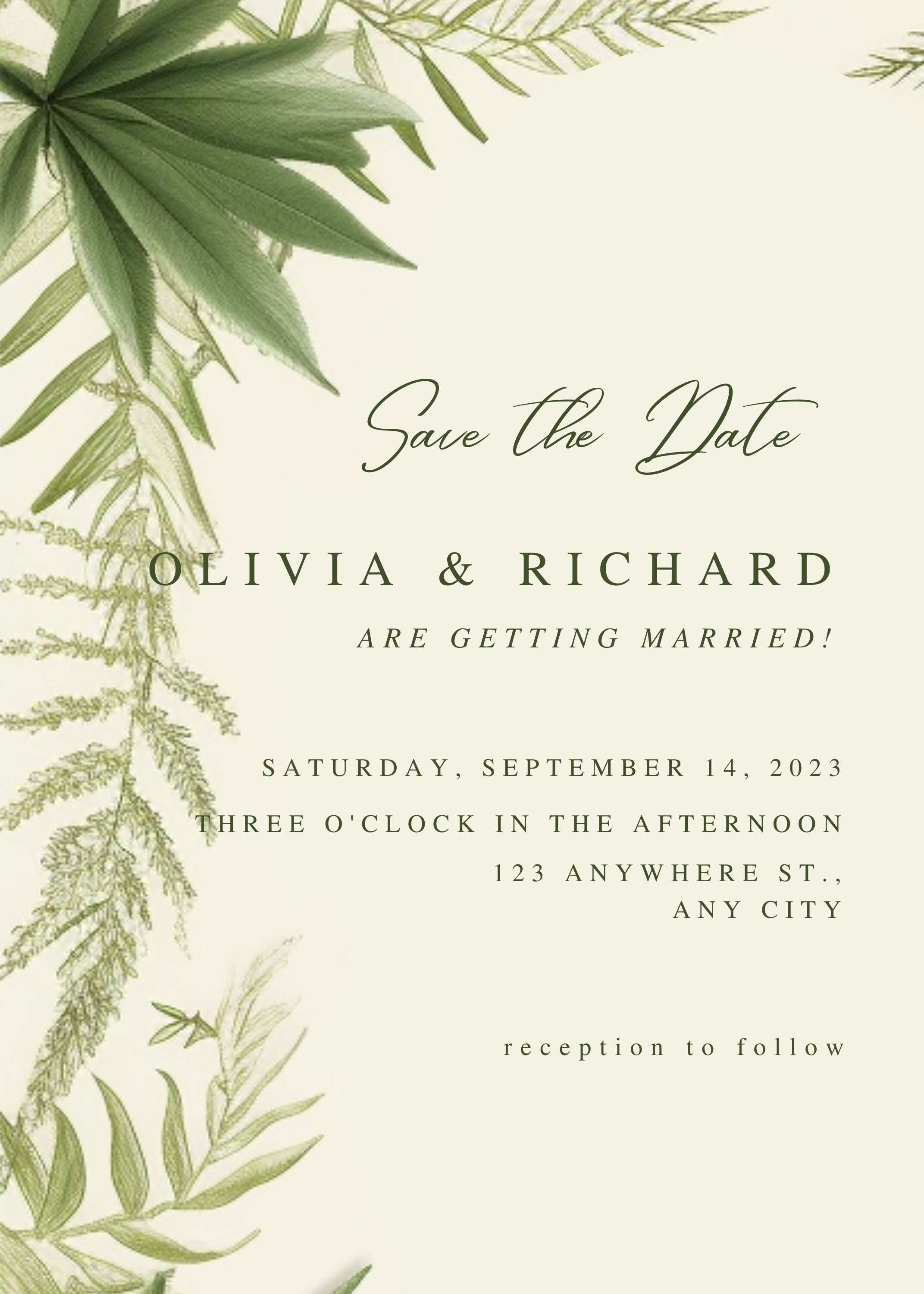 Jungle Green Cannabis Wedding Invitation, Save the Date, & RSVP Card ...