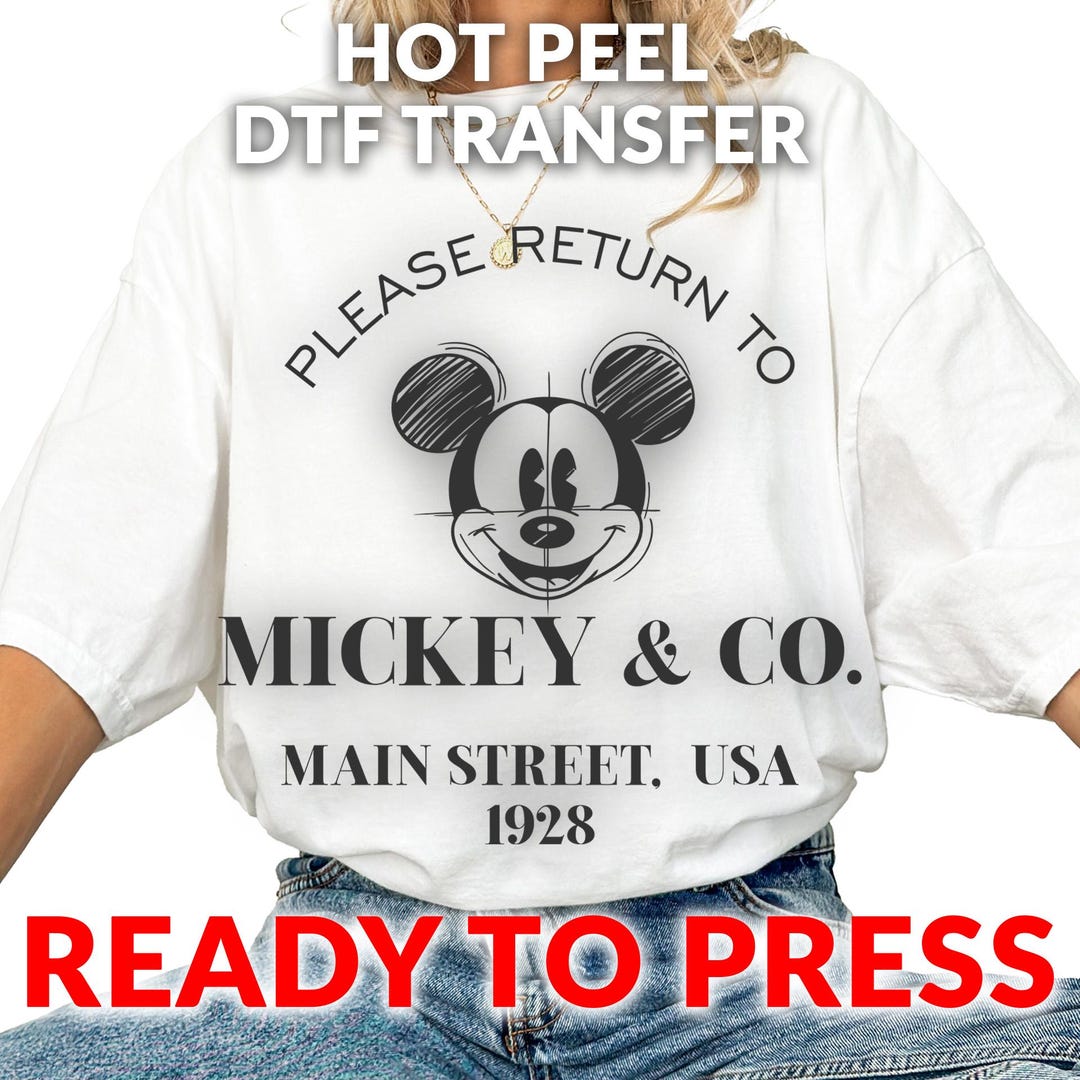 Mickey Mouse Return Label DTF Transfer | Vintage Cartoon Heat Press ...