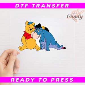 Winnie the Pooh Eeyore Hug DTF Transfer Ready to Press Cute Cartoon ...