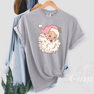 Pink Santa Comfort Colors Shirt, Retro Pink Santa Claus Comfort Colors ...