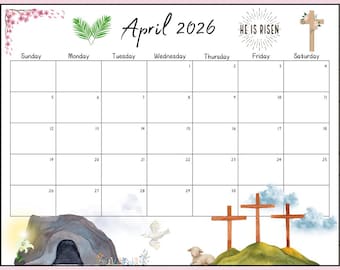 EDITABLE April 2026 Calendar, Easter Calendar, Activity Planner ...