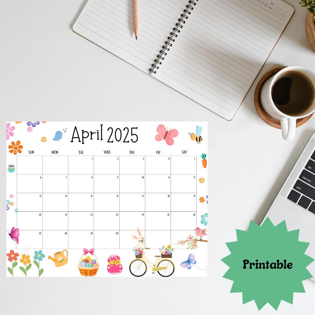 EDITABLE April 2025 Calendar PDF Template, 2025 Calendar, Printable ...
